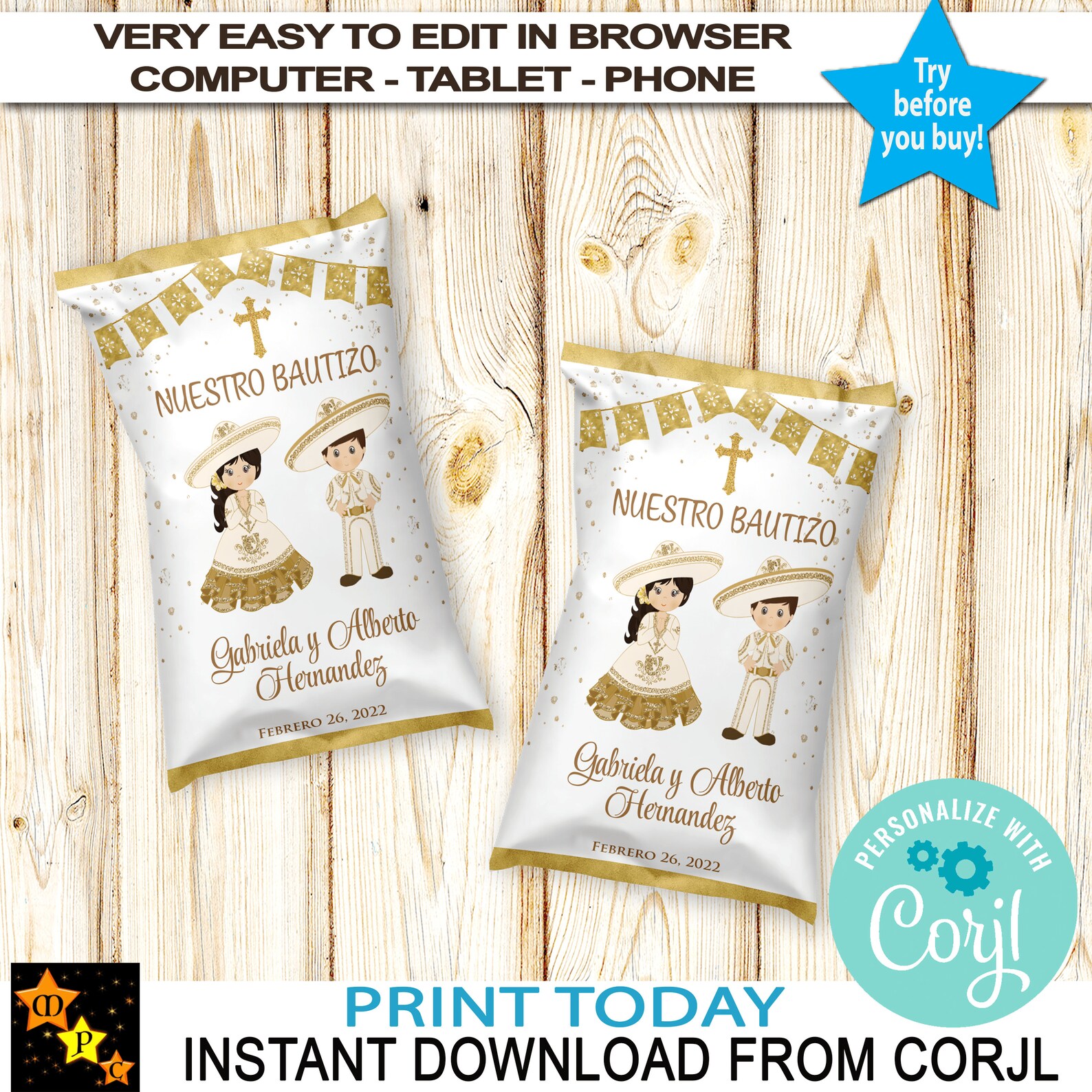Baptism Chip Bag Mexican Theme Charro Charra Boy Girl - Etsy