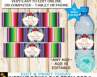 Printable Mexican Serape Party Fiesta Images, Editable PDF Instant ...