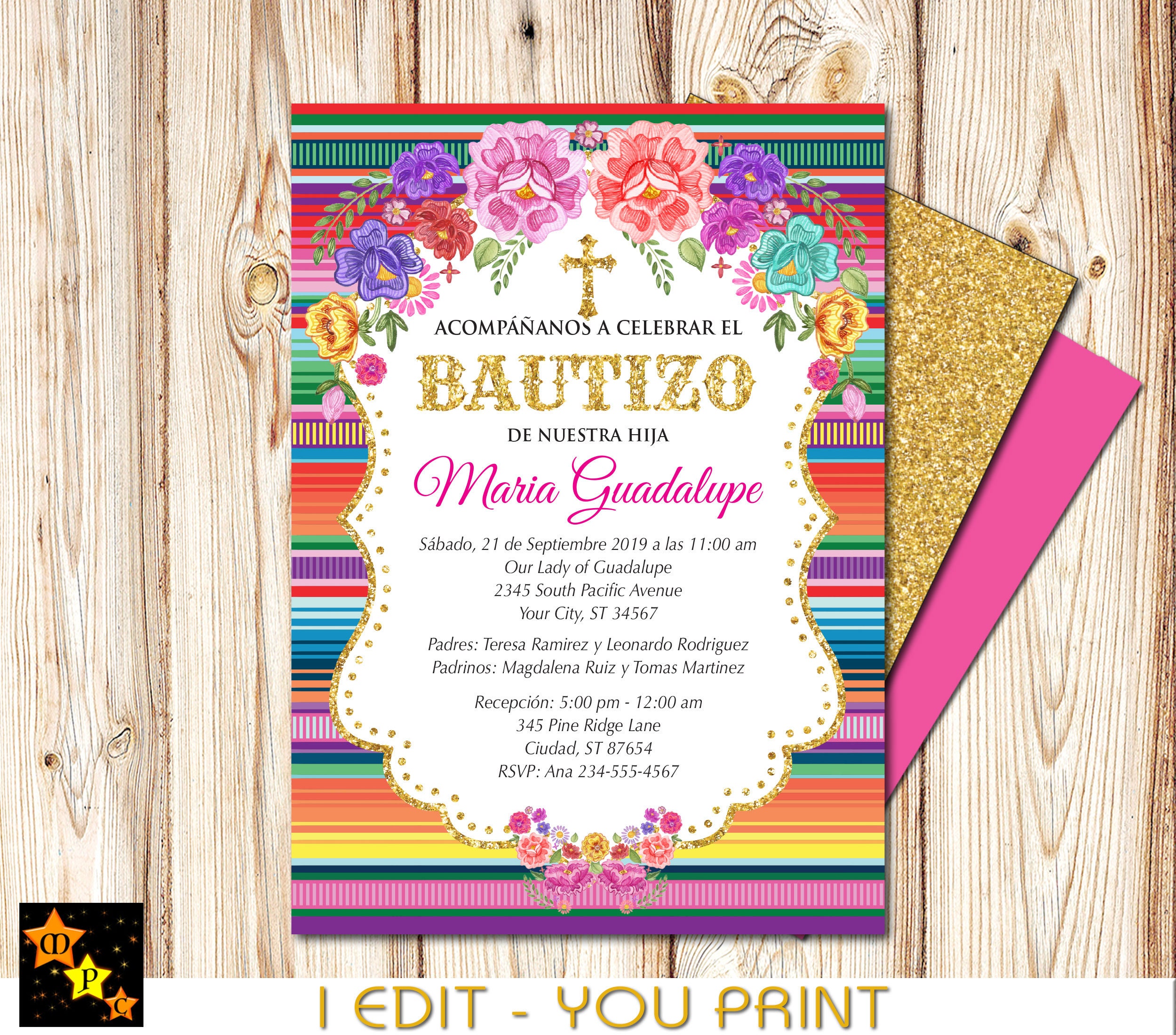 SPANISH Baptism and 1st Birthday Sarape DIY Mexican Theme Papel Picado ...