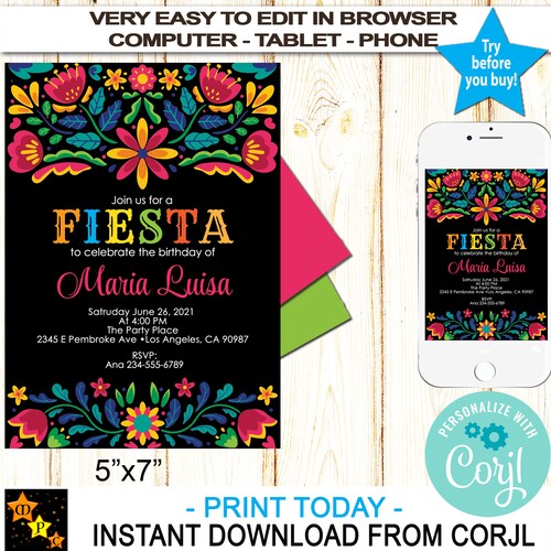 Editable Mexican Birthday Invitation Any Age Mexican Party - Etsy