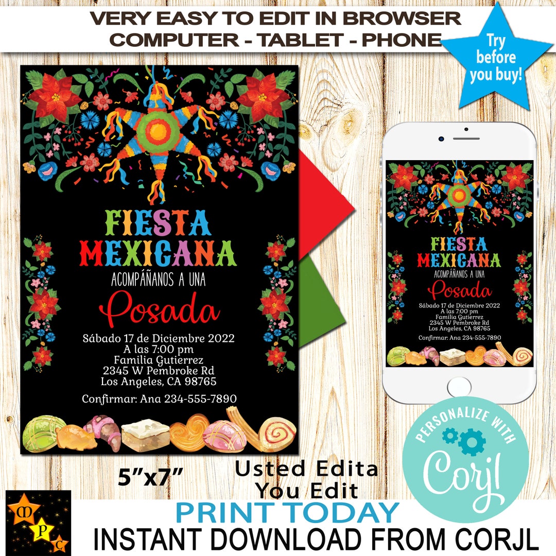 Spanish Christmas Posada Party Invitation, Fiesta De Navidad, Posada, Instant Download From ...