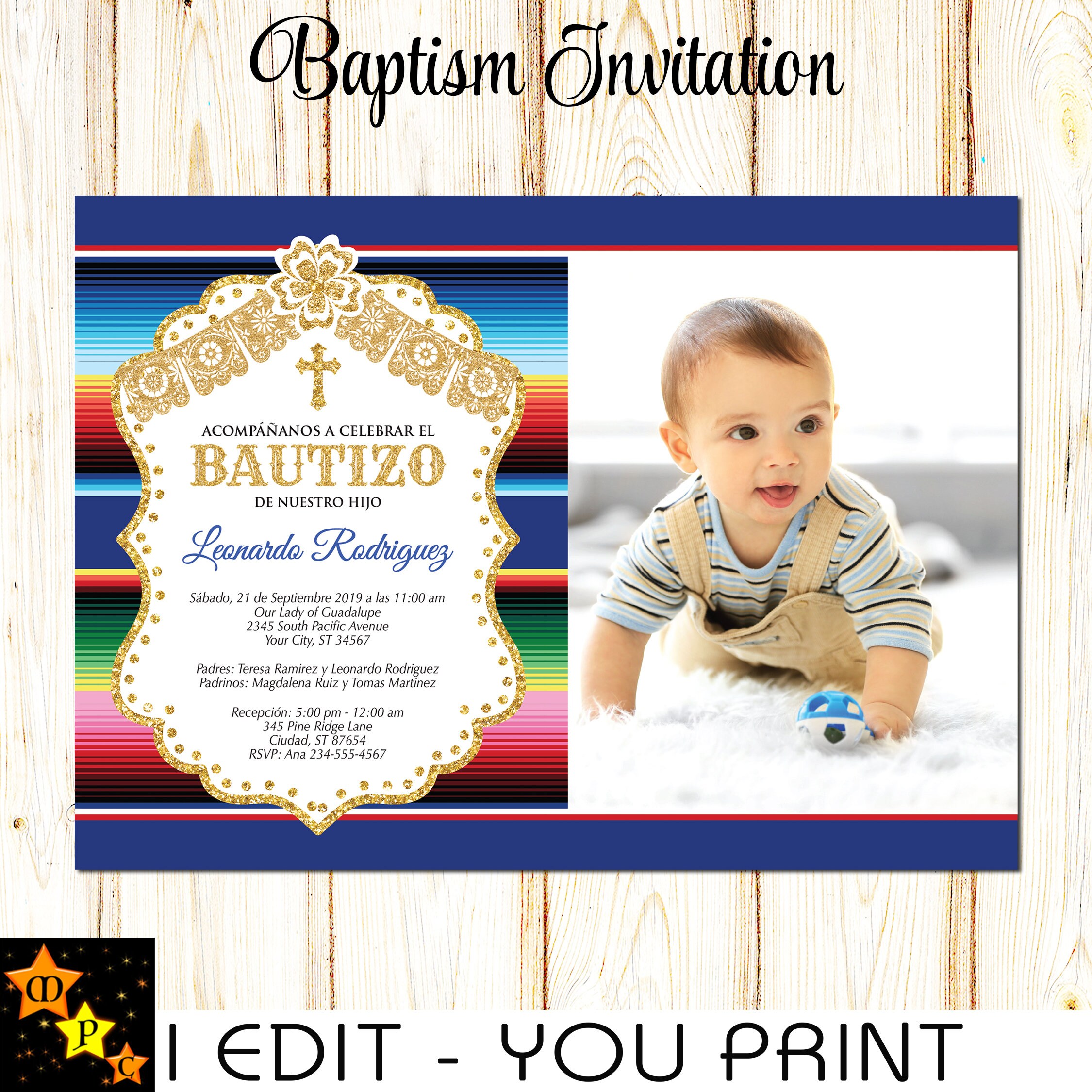 SPANISH Baptism and 1st Birthday Sarape DIY Mexican Theme Papel Picado ...