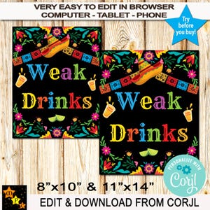 4 Mexican Signs Party, Editable, 2 Sizes, 8"x10" & 11"x14", All Wording ...