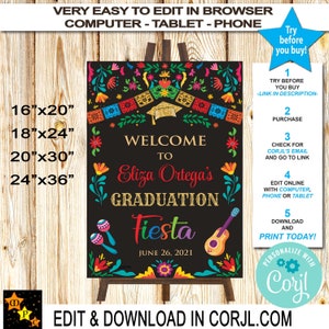 Graduation Fiesta Welcome Sign Poster, Mexican Theme, 4 Sizes ...