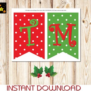 Merry Christmas Banner, Printable, Instant Download, DIY, Red Green ...