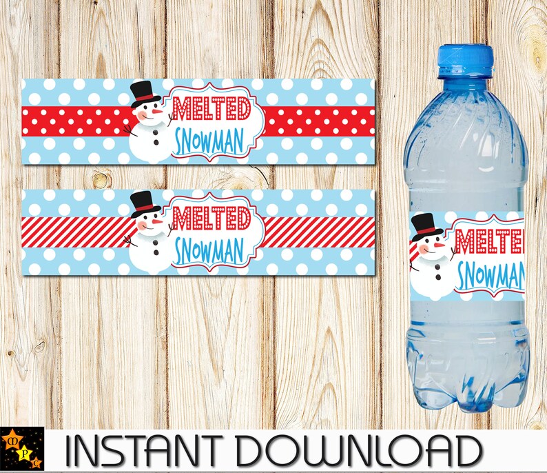 Printable Melted Snowman Water Bottle Label, Christmas Water Bottle ...