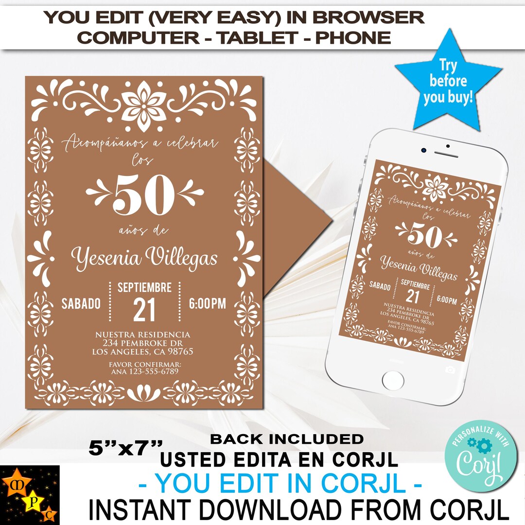 Spanish Birthday Invitation, Mexican Barro, Talavera (5x7 Printable) - Etsy