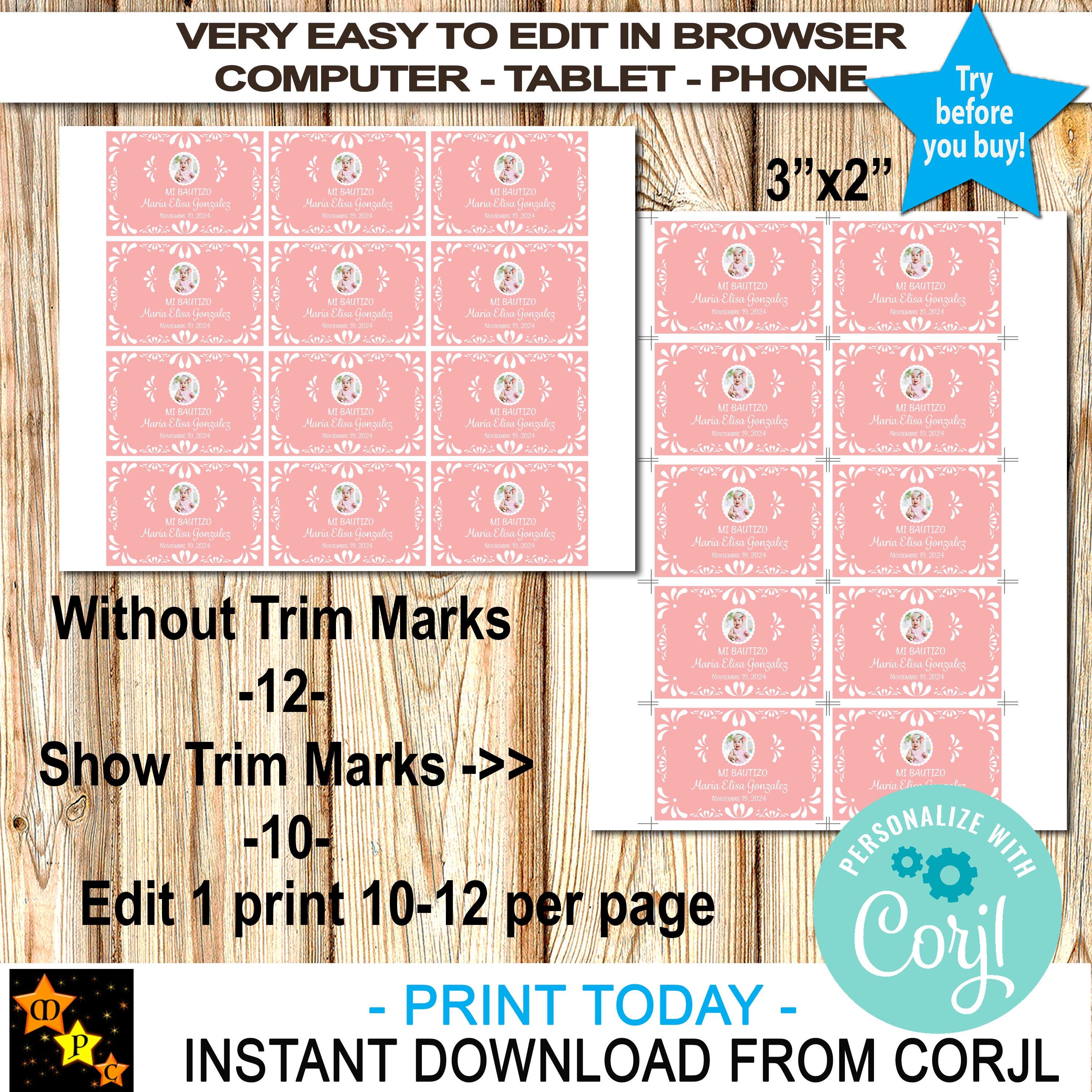 Pink Barro Baptism Mini Liquor Bottle Labels, Recuerdo Editable ...
