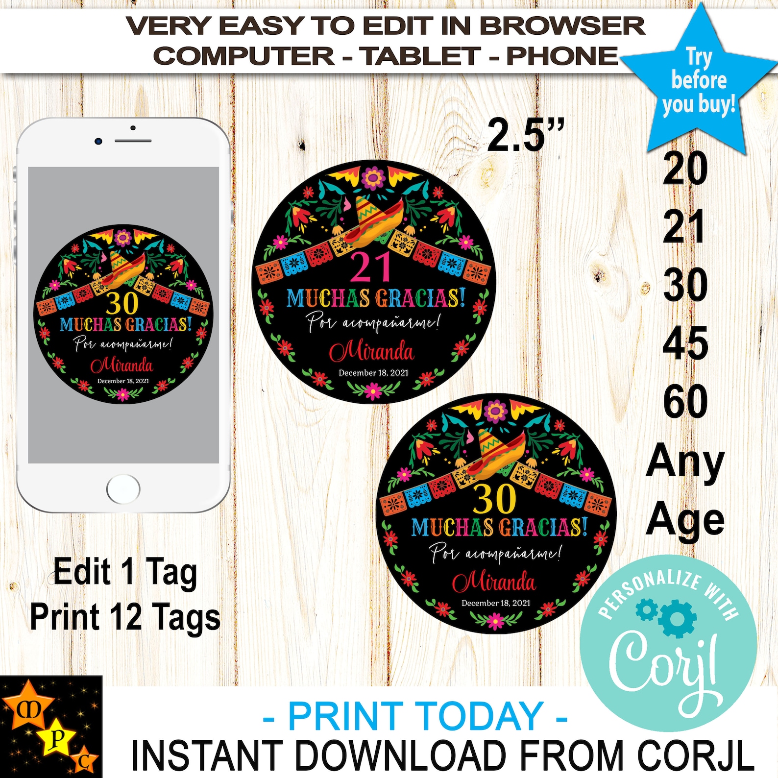 Spanish Birthday Invitation Mexican Theme Any Age Instant | Etsy