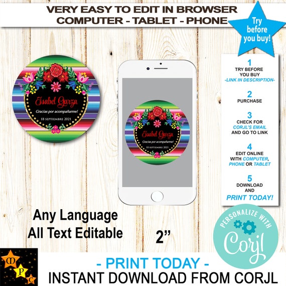 Mexican Style Round Tags DIY Instant Download Serape - Etsy