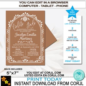 Spanish Baptism and 1st Birthday Invitation, Mexican Barro Invitacion ...