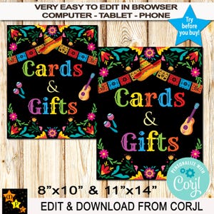 4 Mexican Signs Party, Editable, 2 Sizes, 8"x10" & 11"x14", All Wording ...