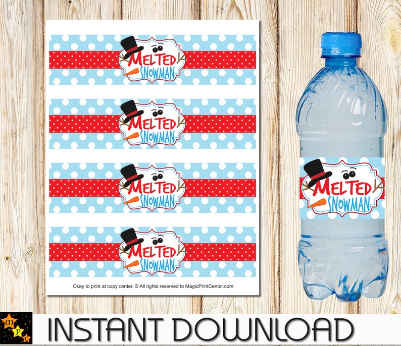 Printable Melted Snowman Water Bottle Label, Christmas Water Bottle ...