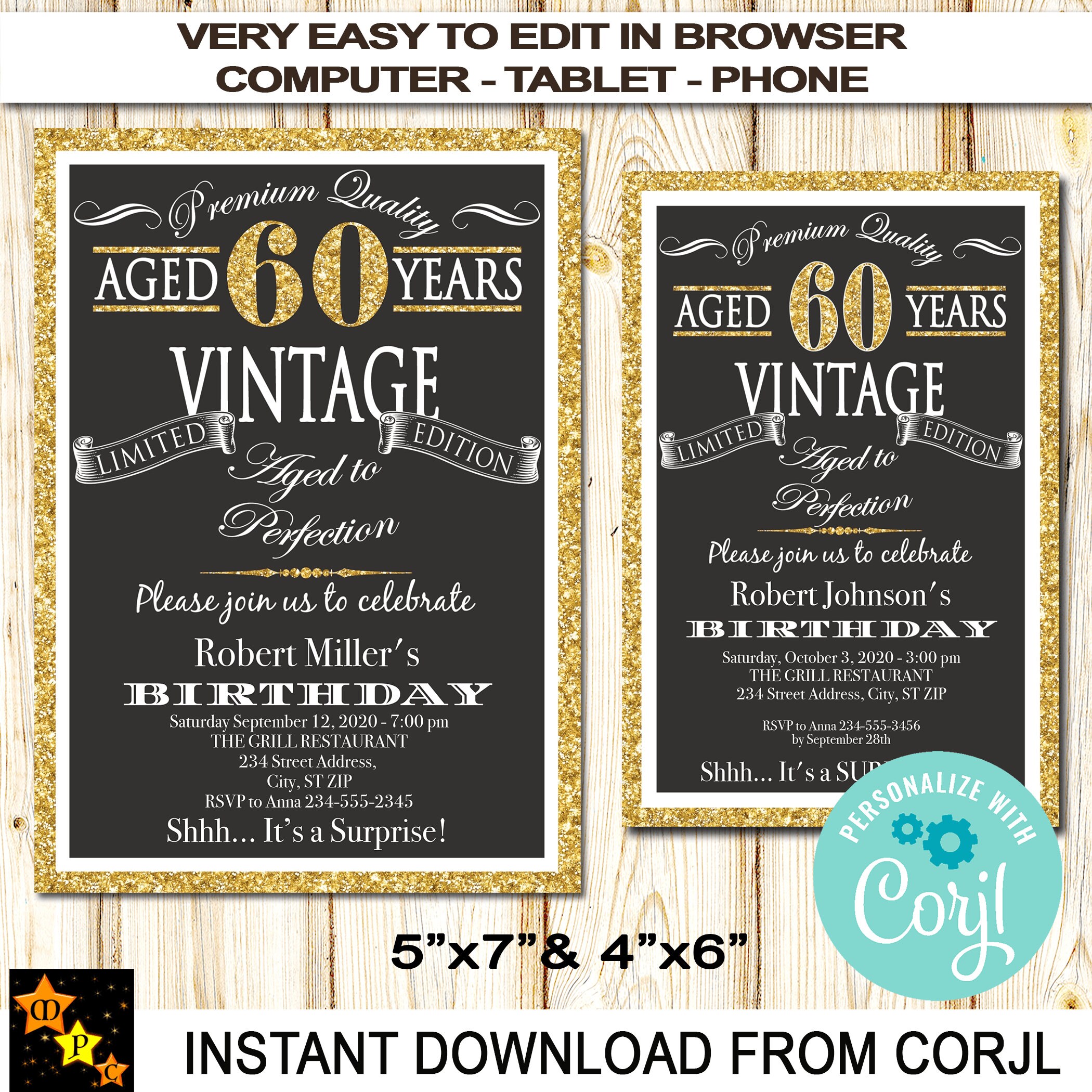 Any Age Birthday Invitation Aged to Perfection Black and - Etsy