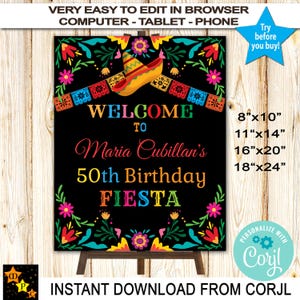 4 Mexican Signs Party, Editable, 2 Sizes, 8"x10" & 11"x14", All Wording ...