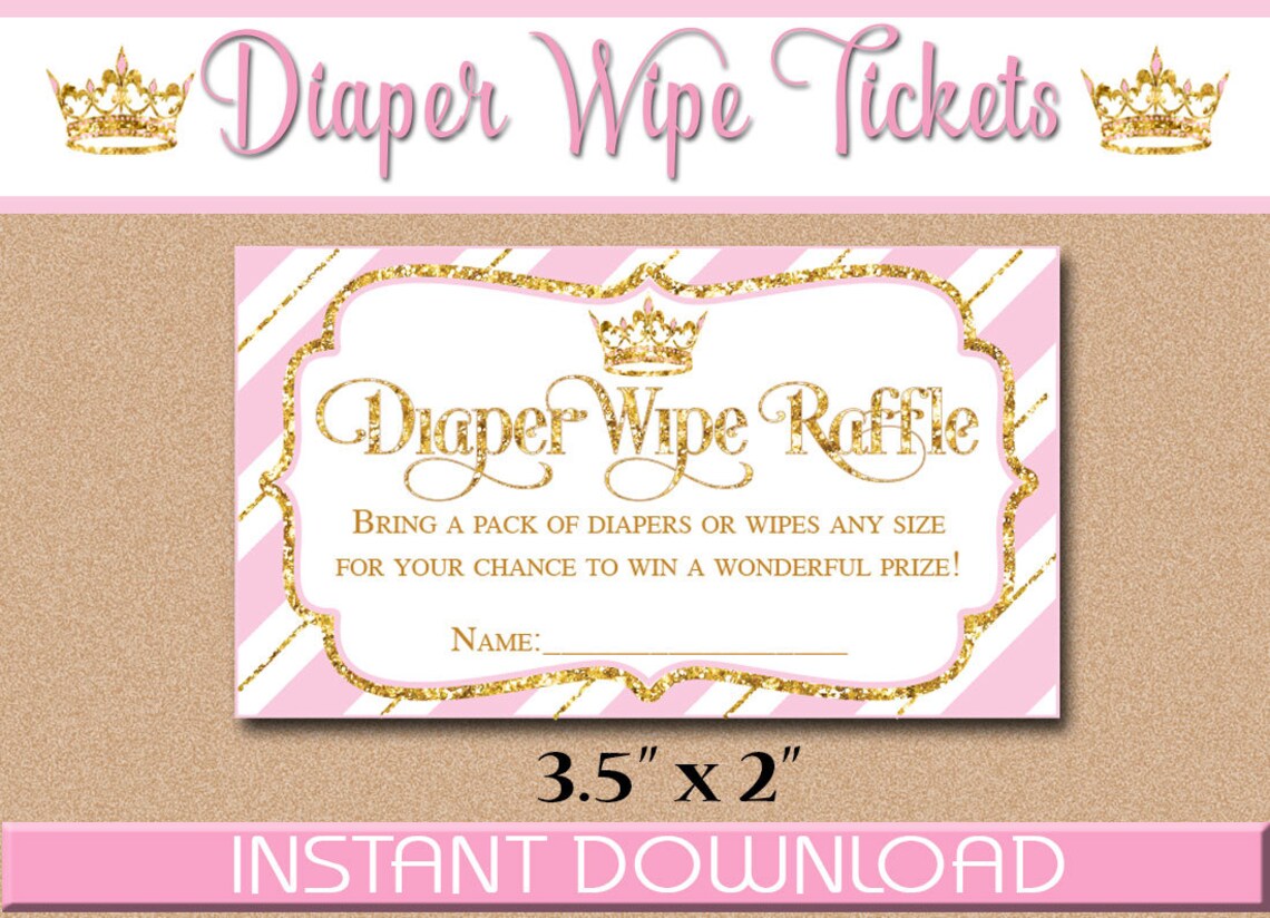 Royal Princess Diaper & Wipe Raffle Tickets Pink and Gold | Etsy