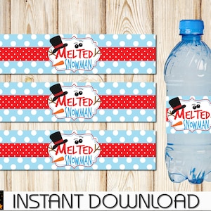 Printable Melted Snowman Water Bottle Label, Christmas Water Bottle ...