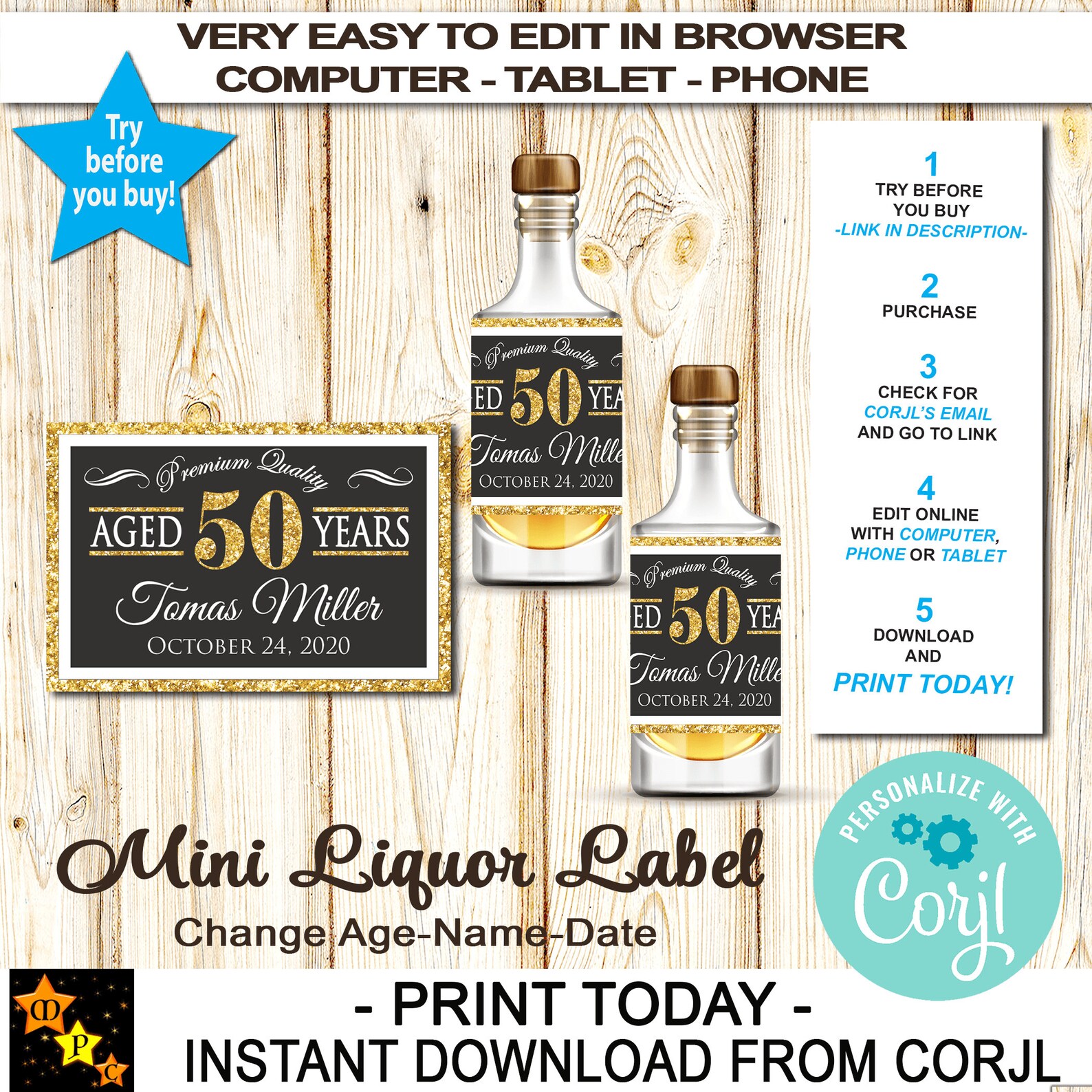 Birthday Mini Liquor Bottle Labels Aged to Perfection | Etsy