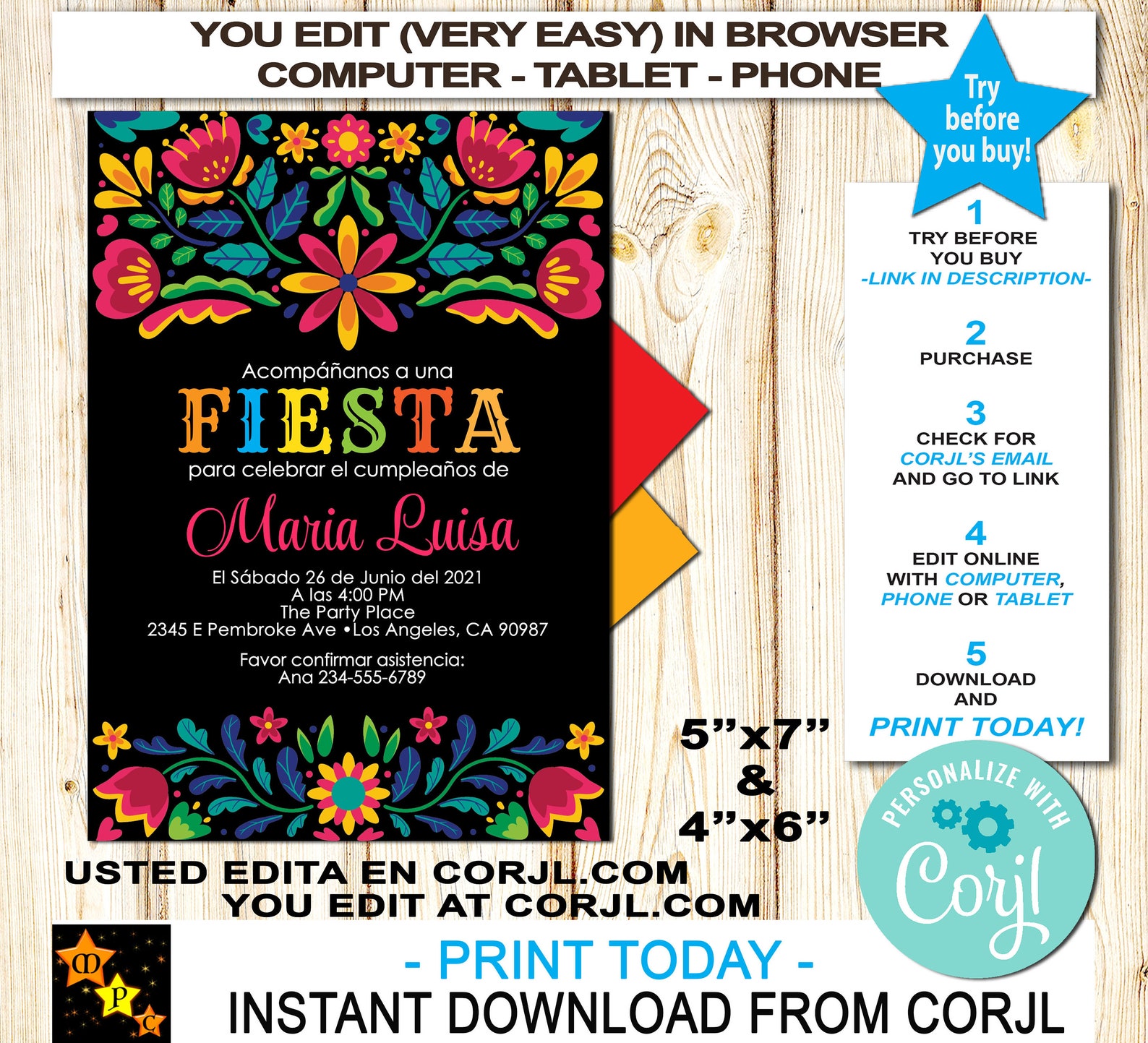 Spanish Fiesta Birthday Invitation, Mexican Theme, Chalkboard Style ...