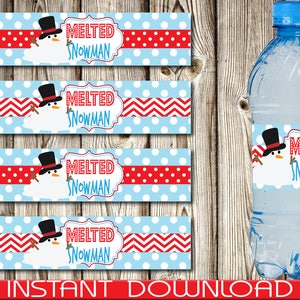 Melted Snowman Water Bottle Label, Printable, Christmas Water Bottle ...