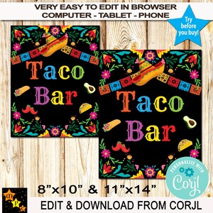 4 Mexican Signs Party, Editable, 2 Sizes, 8"x10" & 11"x14", All Wording ...