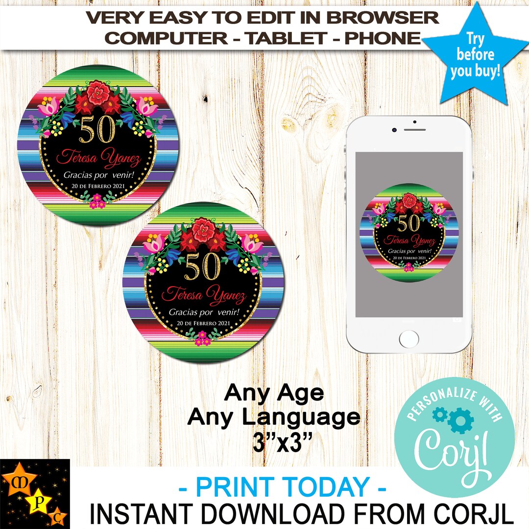 Mexican Style Round Tags, DIY, Serape, Mexican Theme, Fiesta, 3 Inch ...