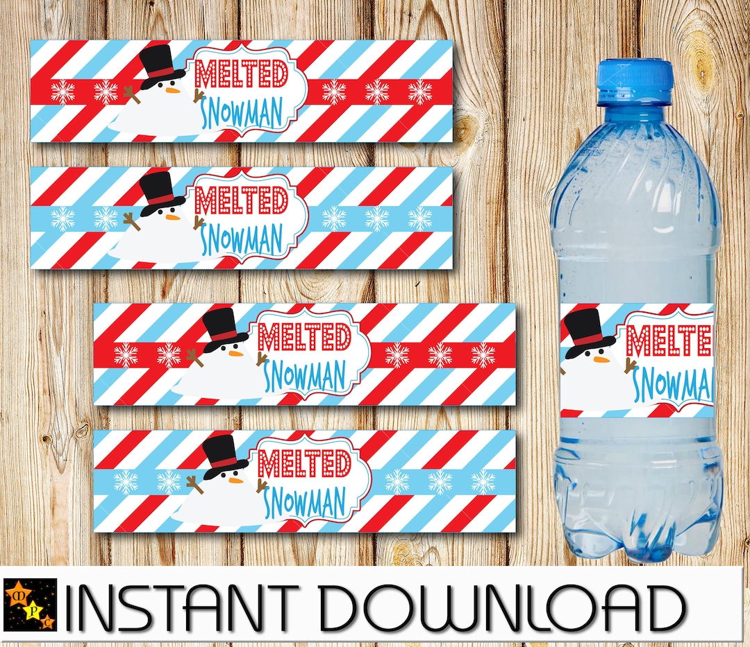 Printable Melted Snowman Water Bottle Label, Christmas Water Bottle ...
