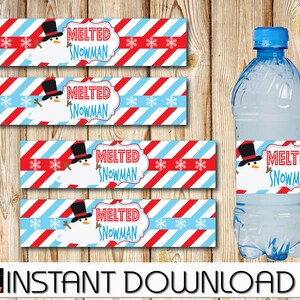 Printable Melted Snowman Water Bottle Label, Christmas Water Bottle ...
