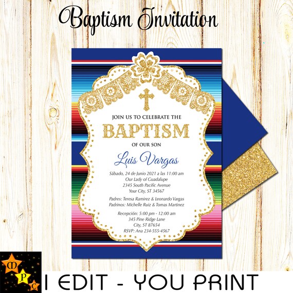 SPANISH Baptism and 1st Birthday Sarape DIY Mexican Theme Papel Picado ...