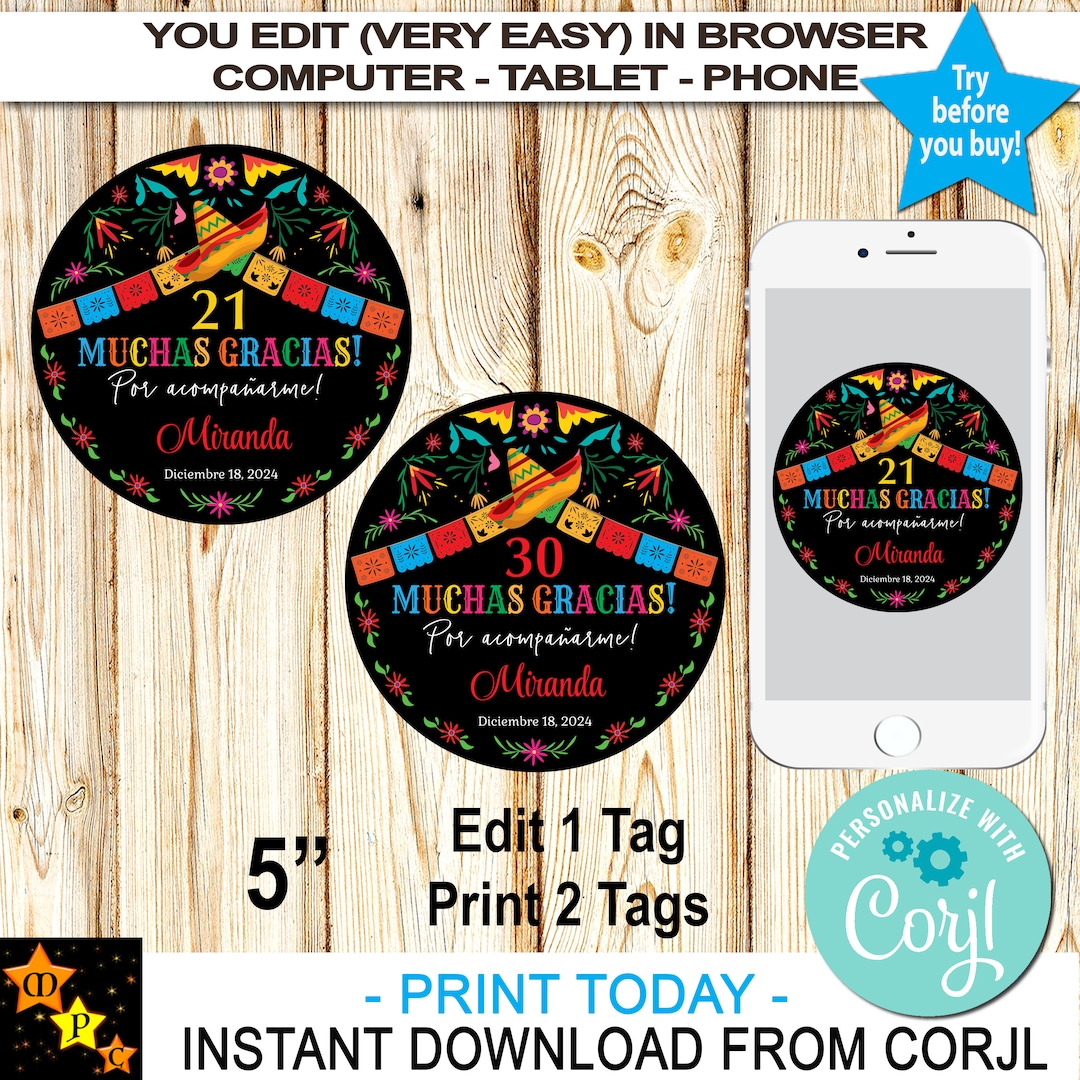 Mexican Flowers Round Tags, Printable, Flowers, Mexican Theme, Fiesta ...