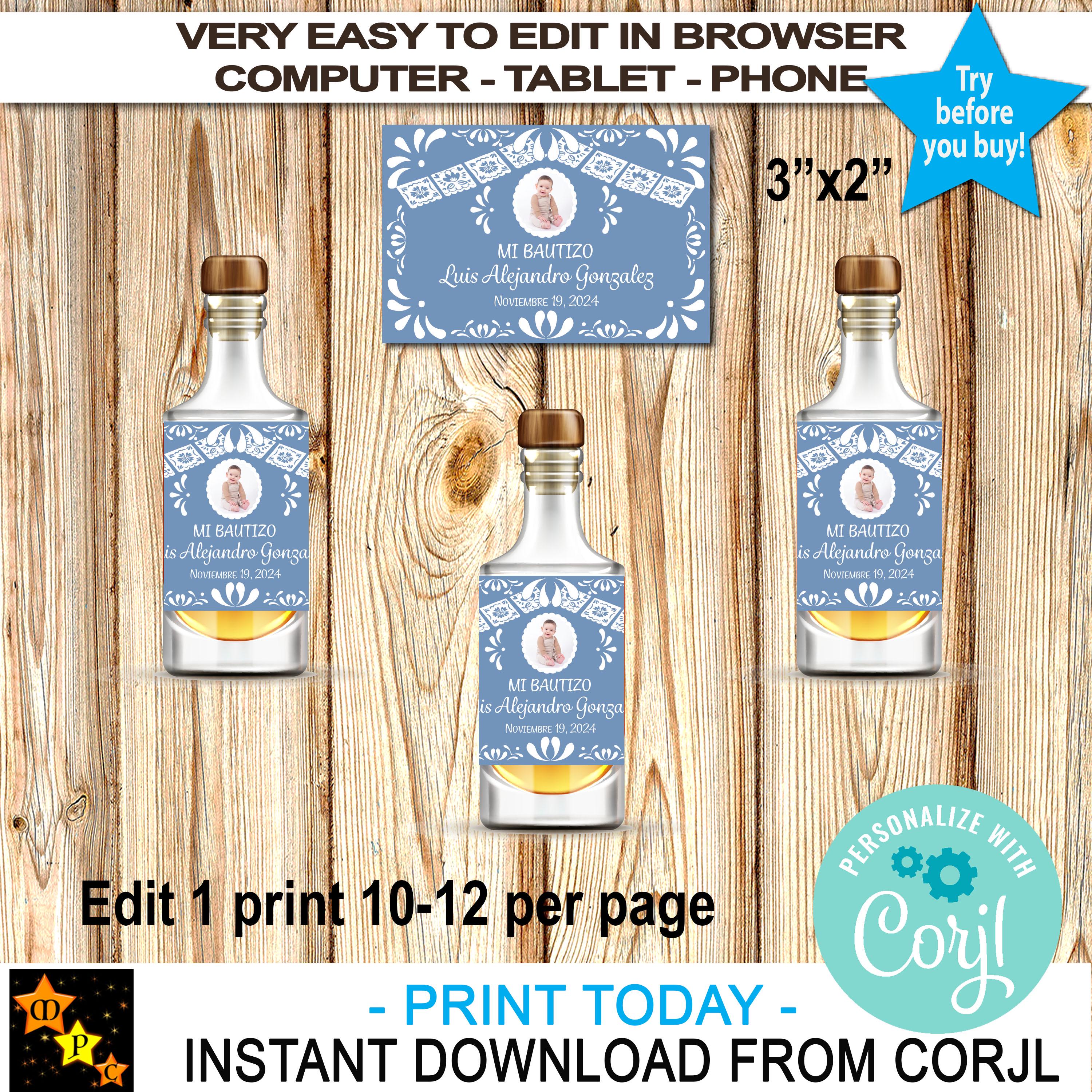 Mi Bautizo Baptism Photo Candle Labels, Blue Barro, Talavera, Recuerdo ...