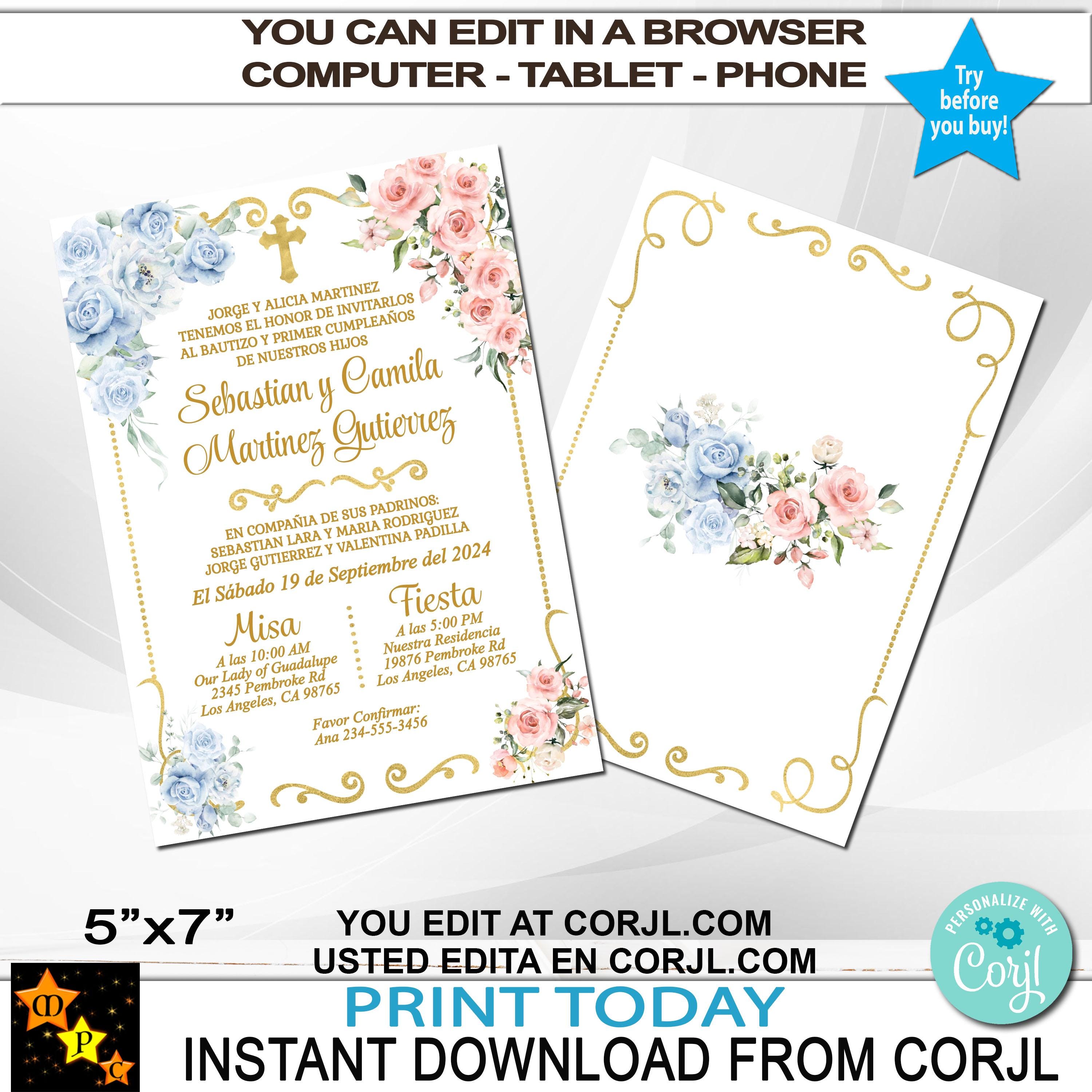 Baptism Boy and Girl Invitation, Niño Y Niña, Twins, Siblings, Gemelos ...