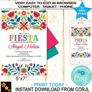 Fiesta Welcome Sign, Mexican Flowers, Instant Download From Corjl, Edit ...