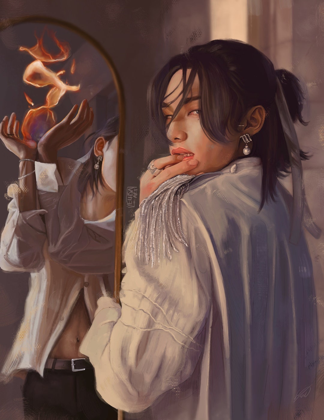 Play With Fire Hyunjin Art Print Etsy