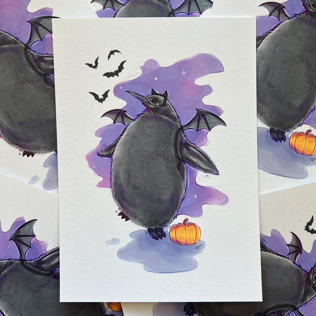 Bat Pesto the Penguin Art Print - Etsy