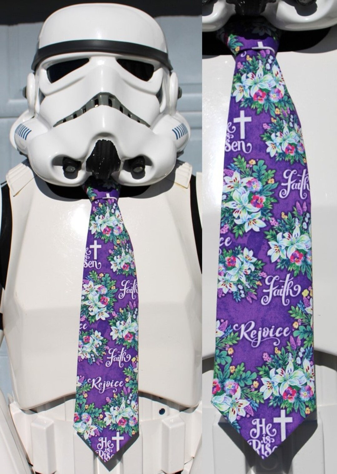 Easter Religious Sayings and Flowers Novelty Necktie - Neck Tie Easter ...