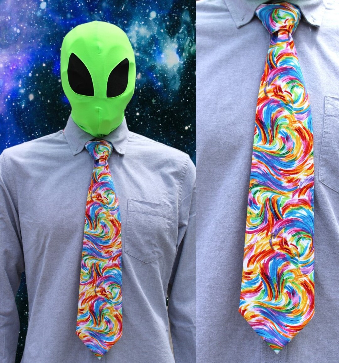 Bright and Colorful Brush Strokes Novelty Necktie - ADULT Size - Cotton ...