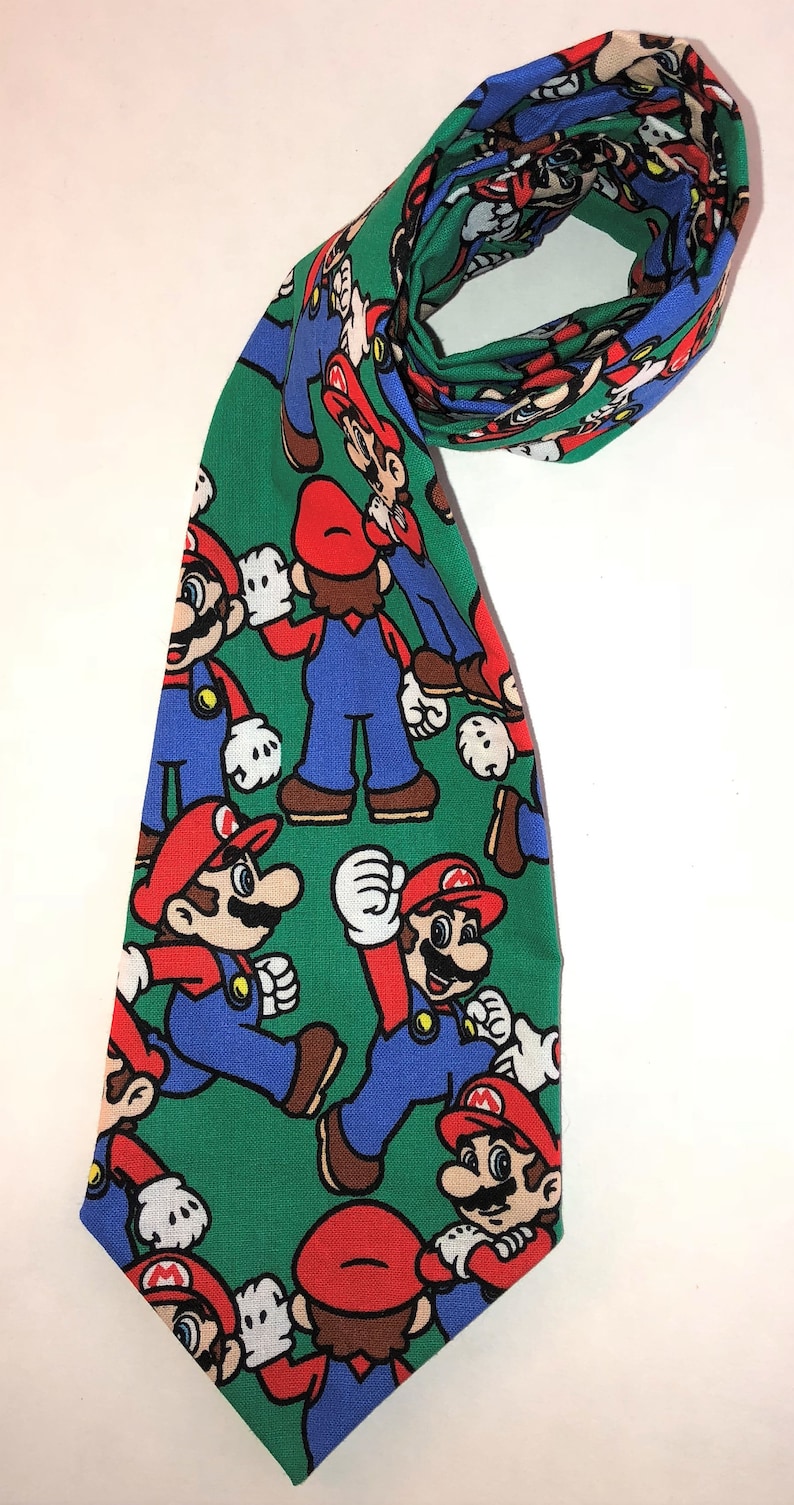 Mario Super Mario Nintendo Novelty Necktie - ADULT Size - Cotton Fabric ...