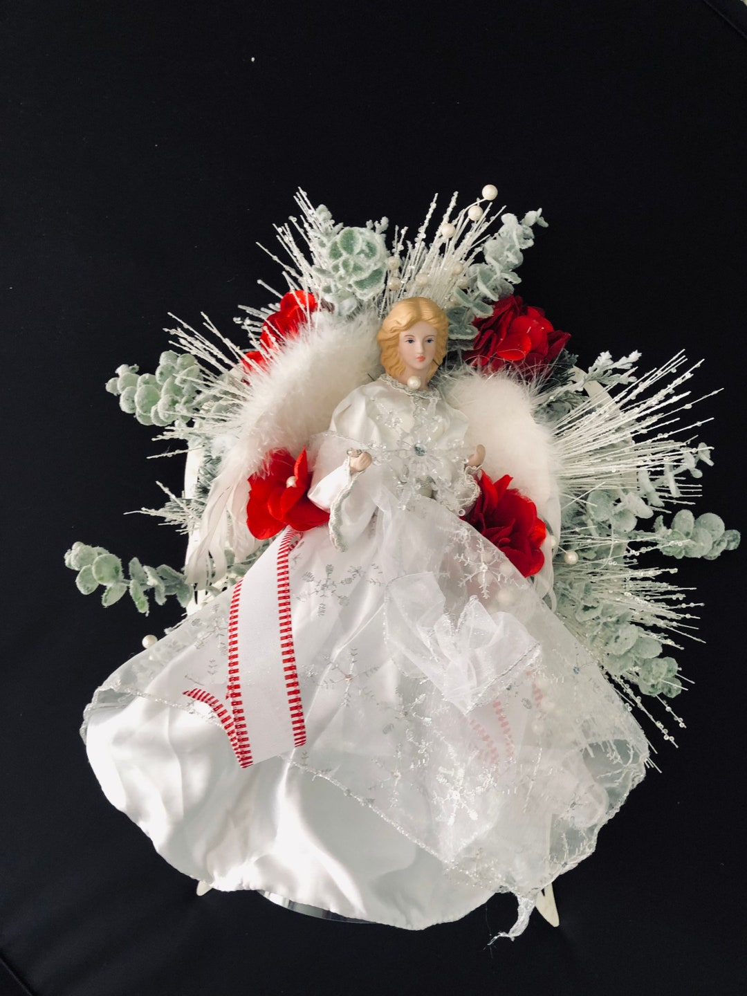 Angel Wreath, Christmas Angel Wing Tree Topper, Angel Door Hanger ...