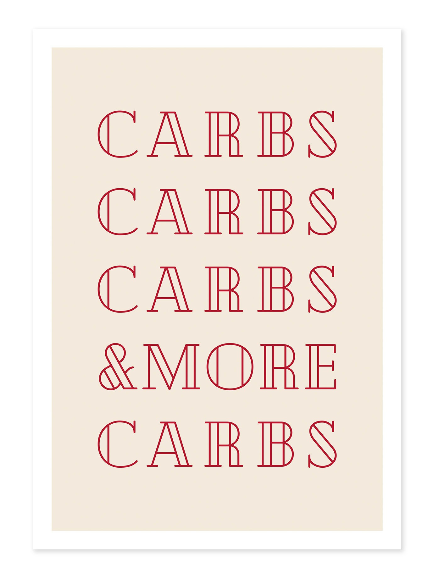 Carbs & More Carbs Fine Art Print Food Poster Kitchen Decor Kitchen Art ...