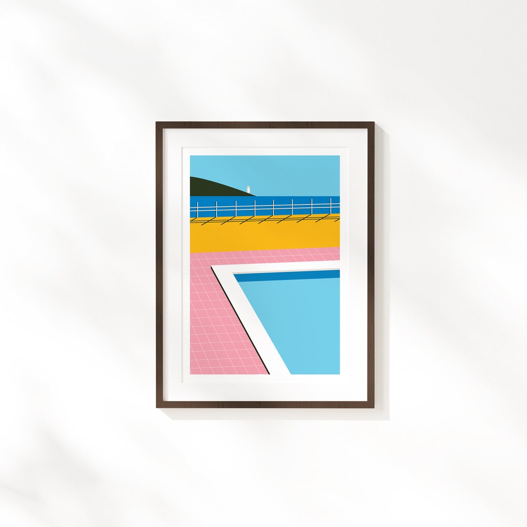 Beachside Pool Art Print - 30 X 40cm, A4, A3 Wall Art - Hockney Print ...