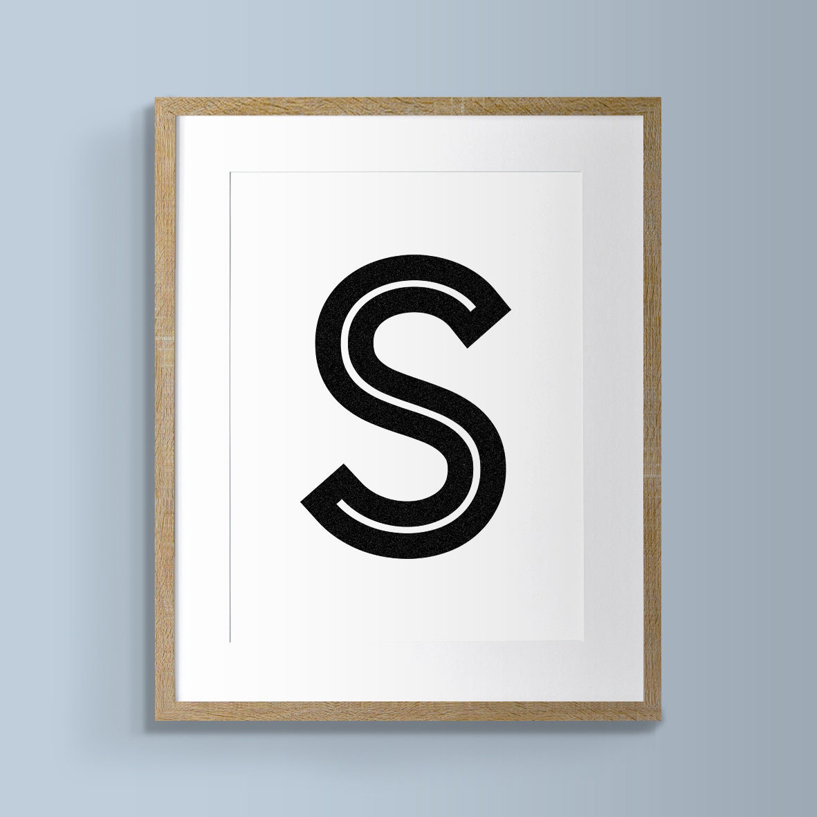 Personalised Letter and Symbol Art Print 30 X 40cm Black and - Etsy