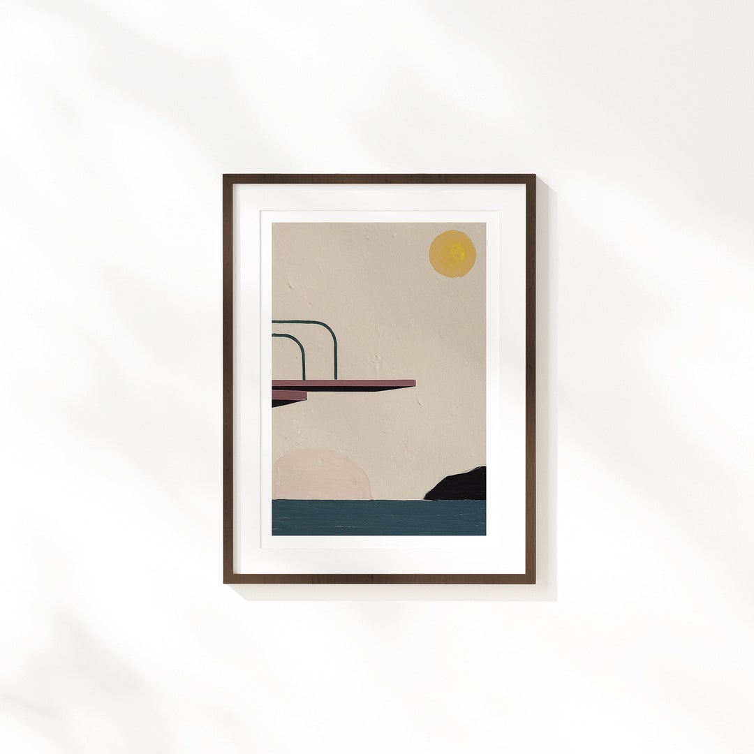 Ocean Diving Board Painting Art Print A3, A4, 30 X 40cm Modern Wall Art ...