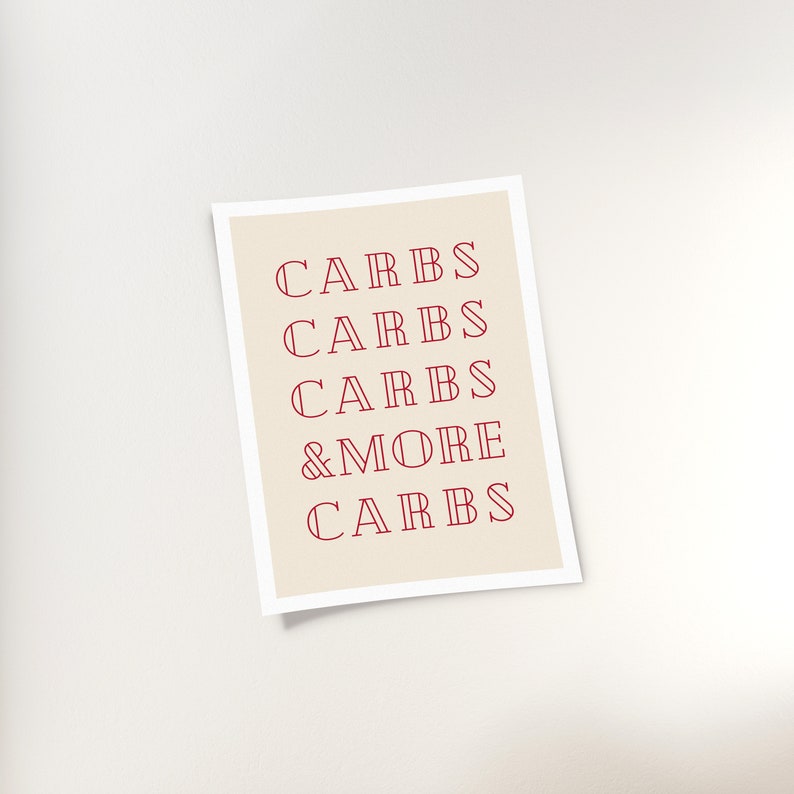 Carbs & More Carbs Fine Art Print Food Poster Kitchen Decor Kitchen Art ...