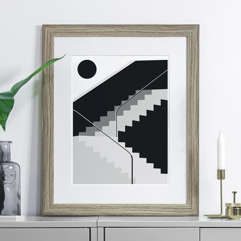 The Staircase Black and White Modern Art Print A4 / 30 X - Etsy