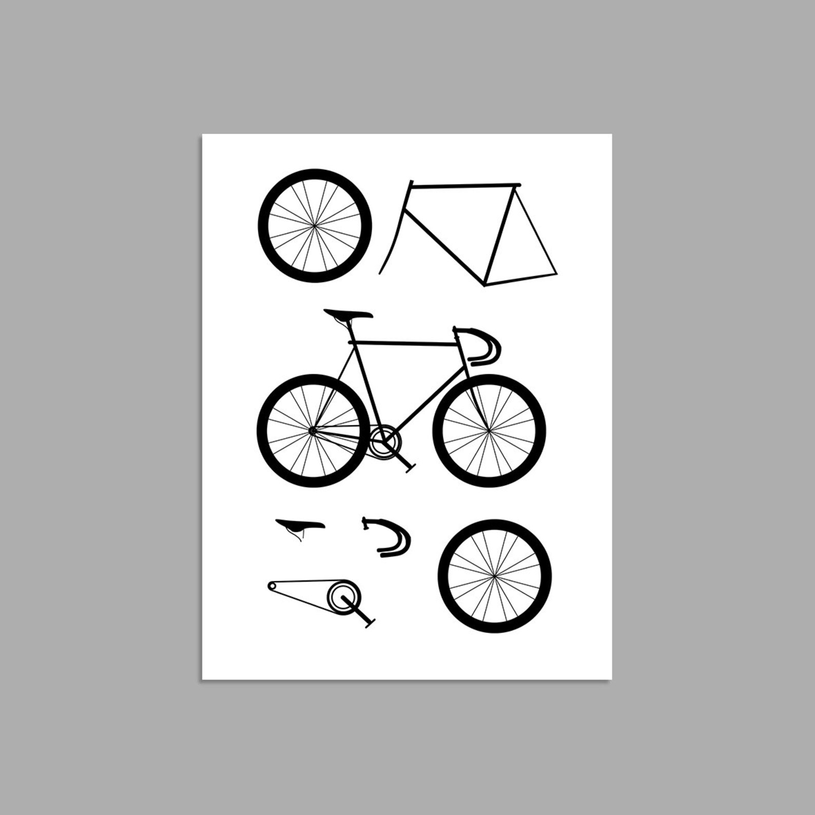 Fixie Bicycle Art Print A4 Print / 30 X 40cm Black and - Etsy