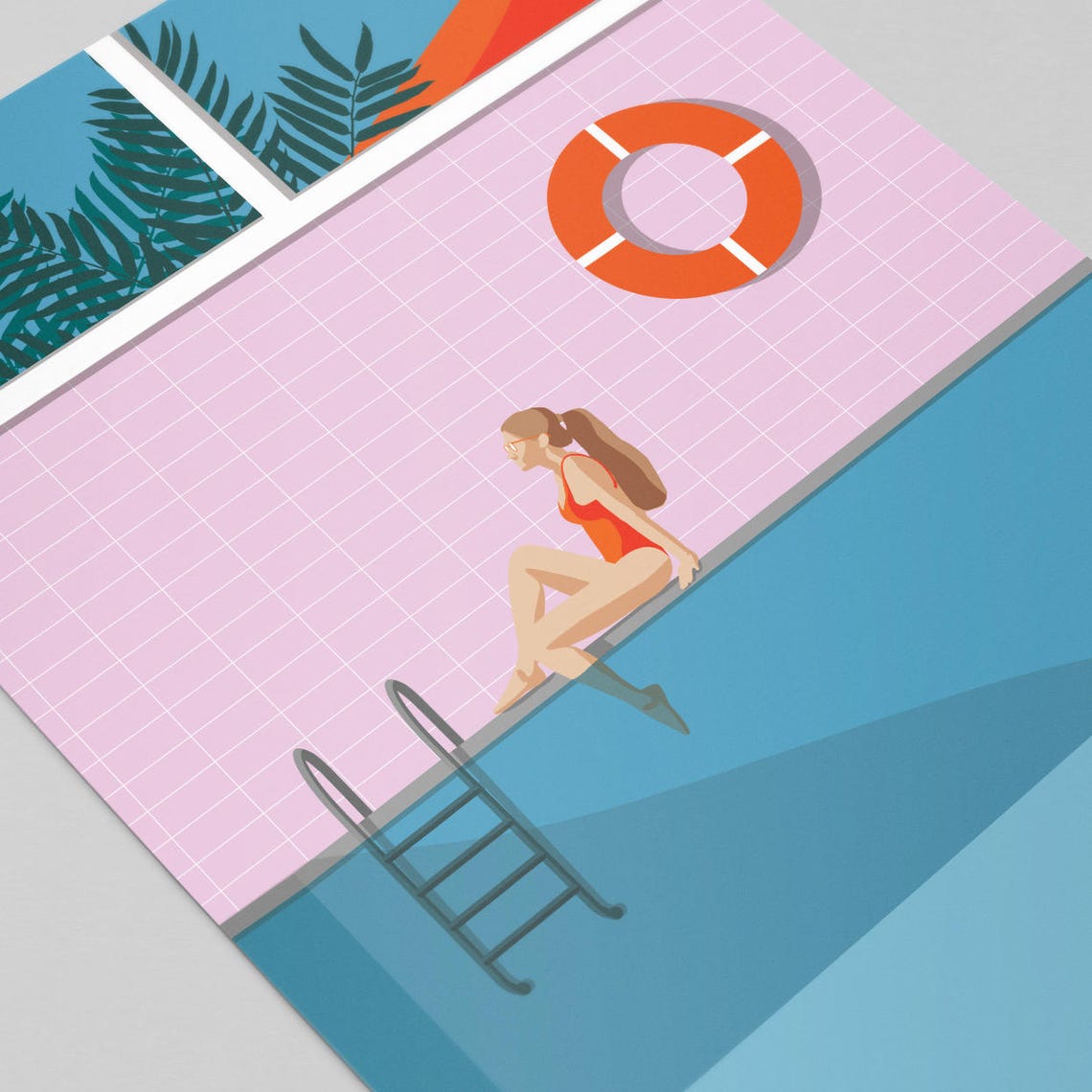 Poolside Art Print 30x40cm A4 Size Modern Tropical Wall | Etsy