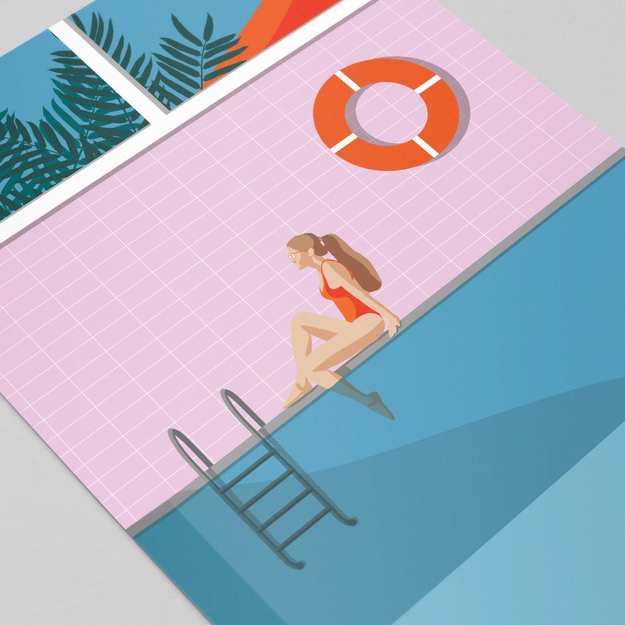 Poolside Art Print 30x40cm A4 Size Modern Tropical Wall - Etsy UK