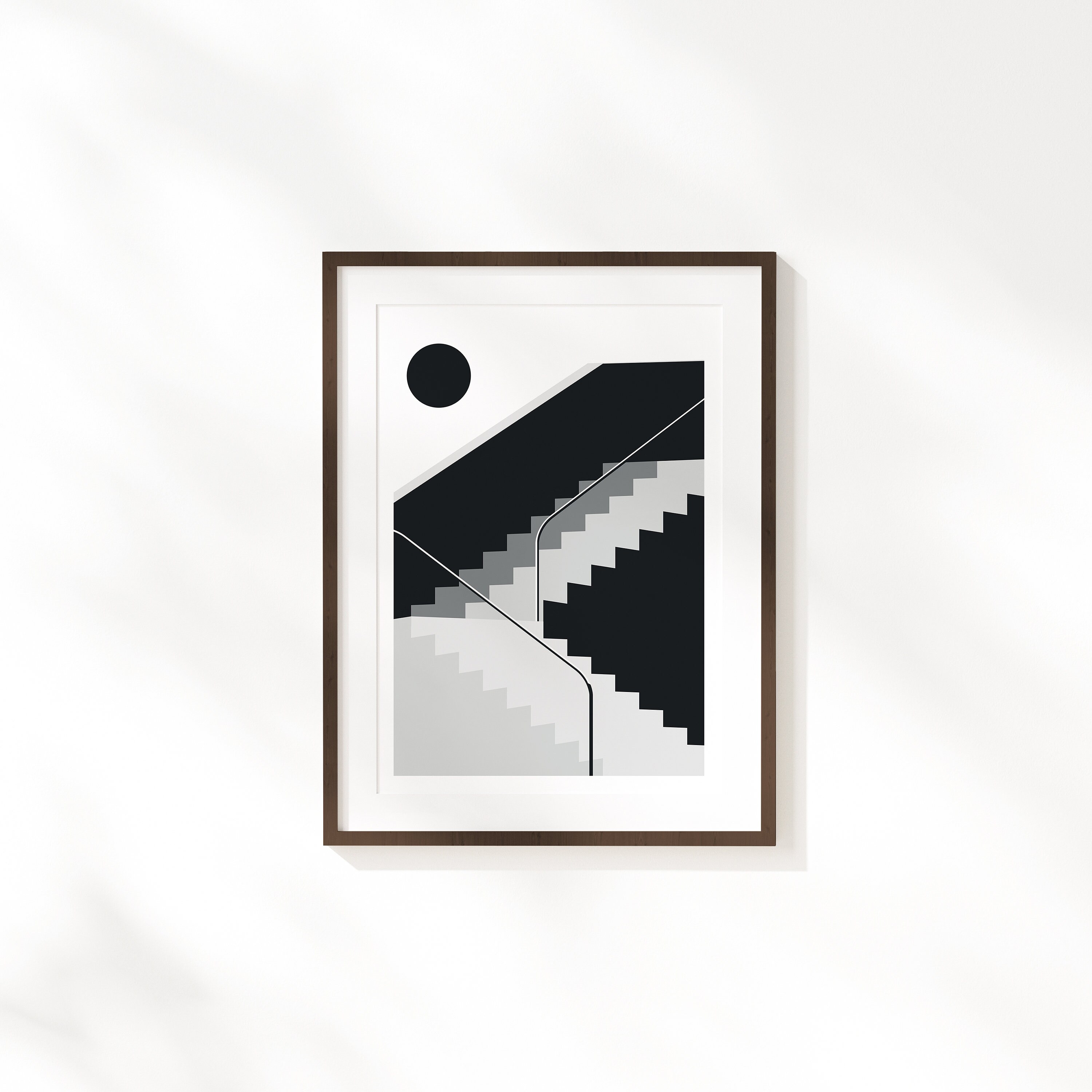 The Staircase Black and White Modern Art Print A4 / 30 X - Etsy