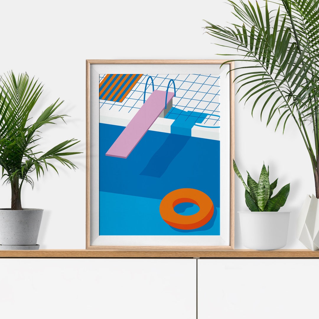 Diving Board Swimming Pool Art Print A4 30 X 40 Print - Etsy